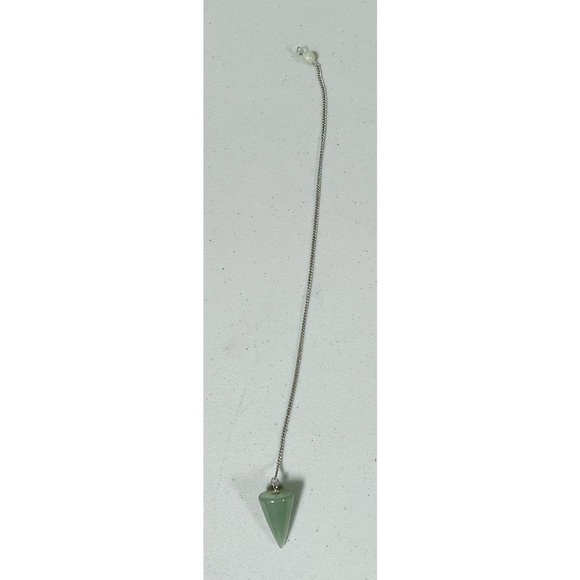 Other | Jade Crystal Gem Rock Pendulum Scrying Stone On Silver Chain ...